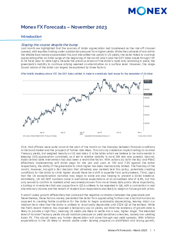 Monex FX Forecasts – November 2023 | Investment Officer